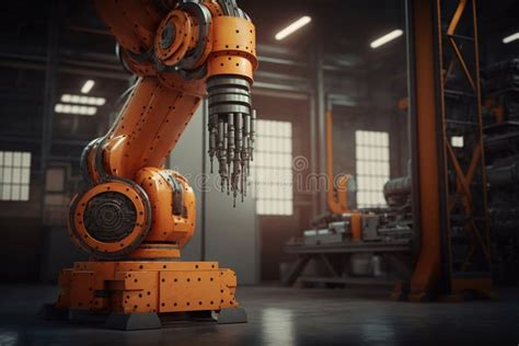 Heavy Automation Robot Arm In Smart Factory Stock Illustration
