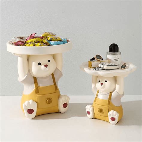 악당하우스 멜빵바지 곰돌이 미니 트레이 액세서리 차키 리모컨 거치대 위시버킷