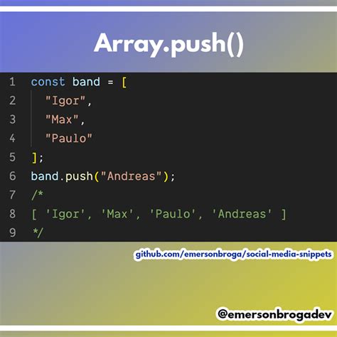 Emerson Broga Dev Adicionar Item No Final De Um Array Sempre Que Você Tiver Um Item E Quiser