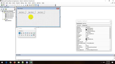 Userform Button To Open A Specific Worksheet In Excel 2019 Youtube
