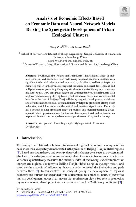Pdf Analysis Of Economic Effects Based On Economic Data And Neural Network Models Driving The