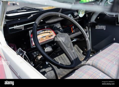 Linthe Germany May 27 2023 The Interior Of Economy Car Citroen 2cv