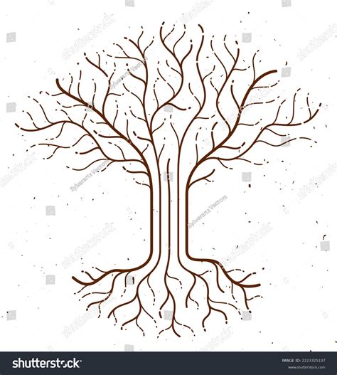 Beautiful Tree Vector Linear Style Drawing Stock Vector Royalty Free 2223325107 Shutterstock
