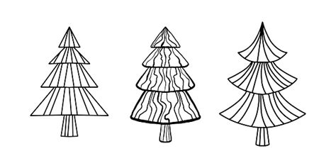 새해를 위한 진저브레드 케이크 과자를 장식하기 위한 크리스마스 트리의 벡터 선형 그림 새해 테이블 장식 창문 및 벽 스티커