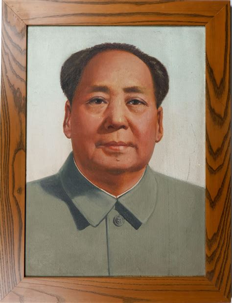 Lot Mao Zedong Portrait In Oil Ca 1950