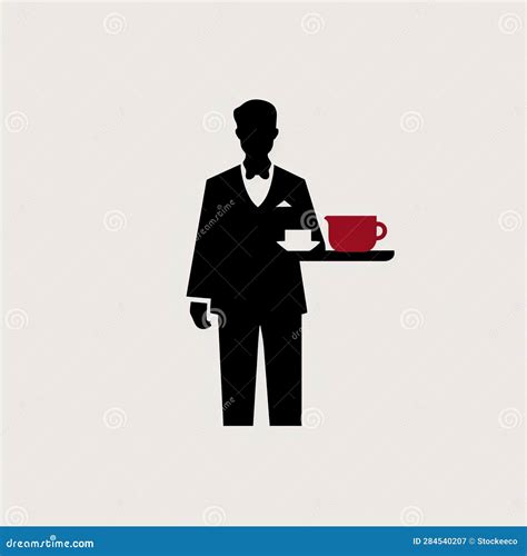 Bartender Or Waiter In Uniform Barkeeper Line And Solid Icon Catering Concept Employee Vector
