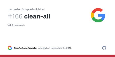 Clean All Issue Matheshar Simple Build Tool GitHub