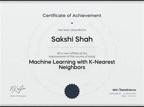 Sakshi Shah On Linkedin Machinelearning Knn Certificationachieved