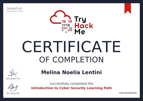Thm Tryhackme Certificate Ofensivesecurity Cybersecurity