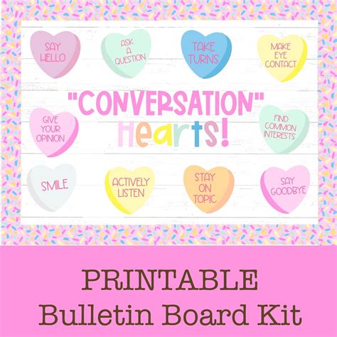 Conversation Hearts Bulletin Board Kit For Valentines Day Etsy