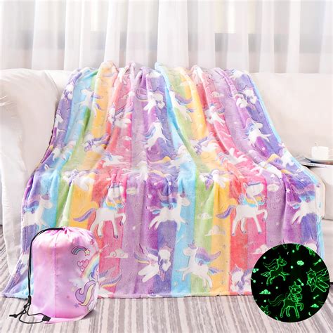 Lifeyj Glow In The Dark Blanket Unicorns Ts For Girls