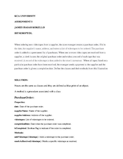 Kca University Oop Assignment I Kca University Assignment 1 James Isaiah Kokello Bit 02103pt