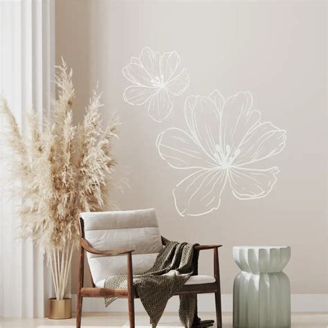 Large Poppy Floral Wall Decal Easy Peel And Stick Wall Decal Mural Art