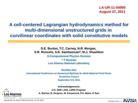 Pdf A Cell Centered Lagrangian Hydrodynamics Method For Multi Dimensional Unstructured Grids