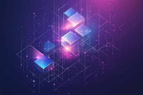 Futuristic Digital Network Glowing Cubes Abstract Design Stock Illustration Illustration Of