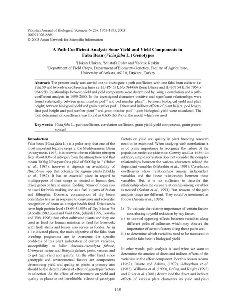Pdf A Path Coefficient Analysis Some Yield And Yield Components In