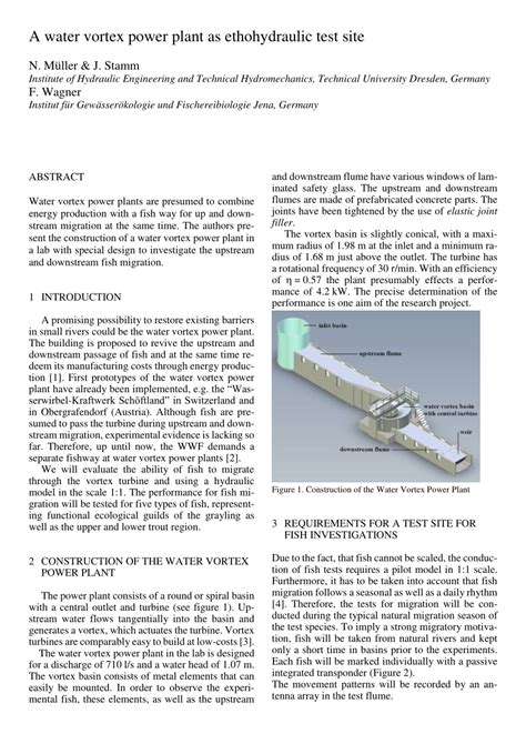 Pdf A Water Vortex Power Plant As Ethohydraulic Test Site