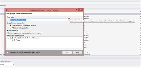 VS Resharper Move Refactoring Disabled For Solution Folders Worked In Previous