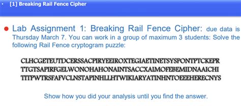 solved lab assignment 1 breaking rail fence cipher due