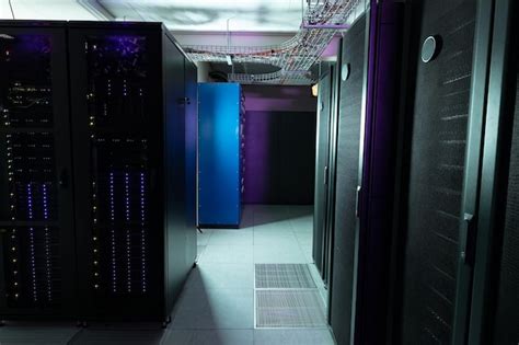 Premium Photo Data Center With Multiple Rows Of Fully Operational