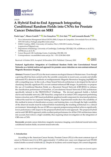 Pdf A Hybrid End To End Approach Integrating Conditional Random Fields Into Cnns For Prostate