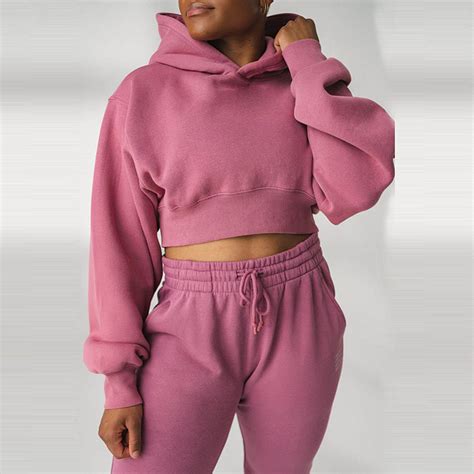 Women Streetwear Sporty Blank Oversized Customized Cropped Pullover