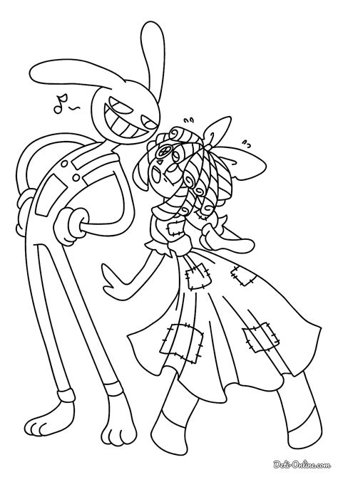Раскраска Джекс и Рагата из цифрового цирка распечатать раскраски для детей
