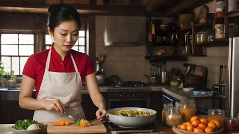 Premium Photo Sexy Asian Woman Cooking Background Very Cool