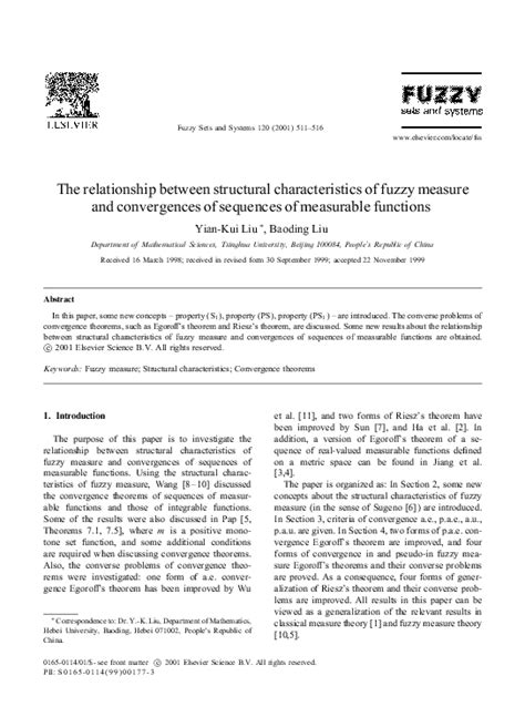 Pdf The Relationship Between Structural Characteristics Of Fuzzy Measure And Convergences Of