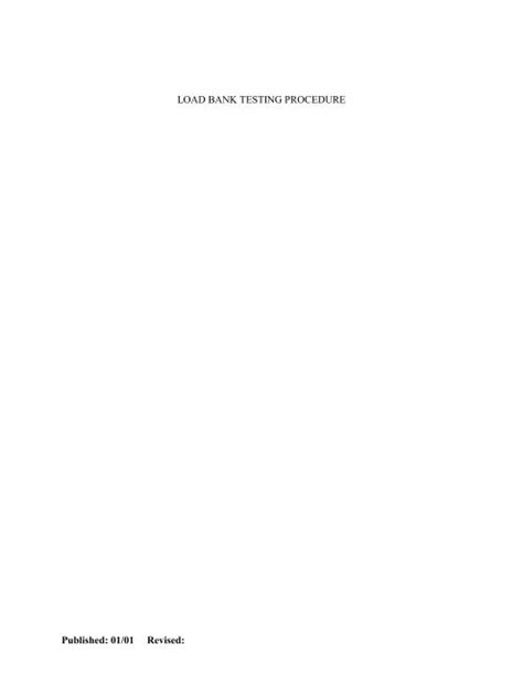 Load Bank Testing Procedure Dpw