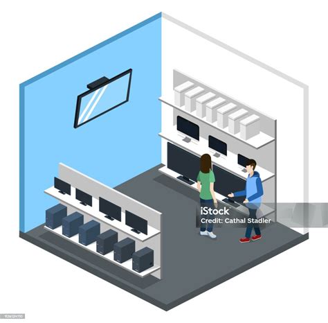아이소메트릭 3d 벡터 일러스트 레이 션 컴퓨터 상점 및 철물점 개념에 대한 스톡 사진 및 기타 이미지 개념 개념과 주제 고객 Istock