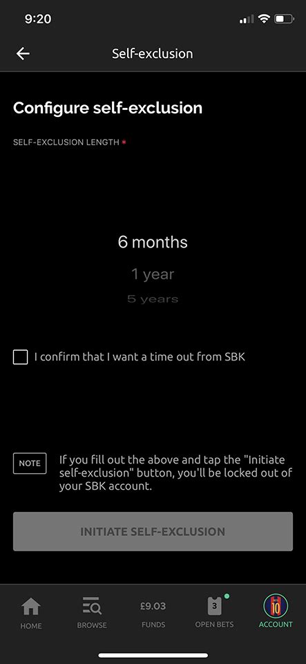 Self Exclusion From Sbk Sbk Help Centre