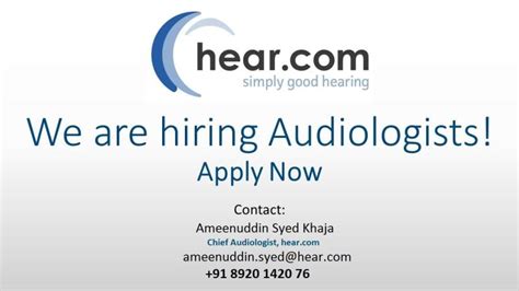ameenuddin syed khaja on linkedin dear audiologists we at have new positions open in