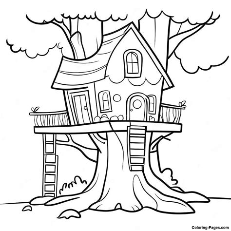 Charming Treehouse Coloring Page Coloring Pages Com