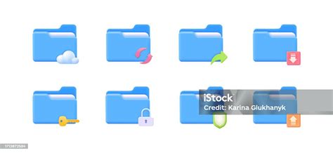 3d Icon Set Of Computer Folder File Directory For App Interface Three