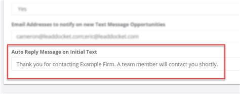 Sending A Text Message To Opportunities Lead Docket