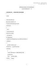 Operating System Programming Assignments Producer Consumer Course Hero