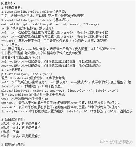 python数据可视化： 在图中绘制水平线 matplotlib pyplot axhline 知乎