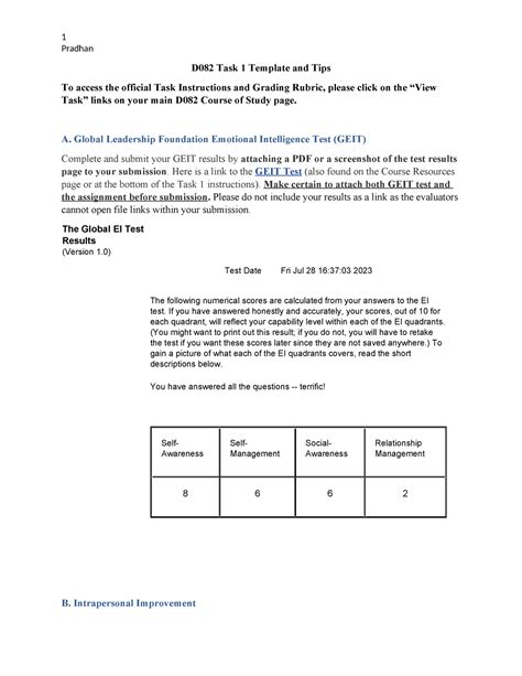 D082 Task 1 Copy Task1 Pradhan D082 Task 1 Template And Tips To