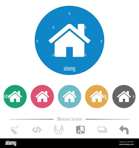 Home Flat White Icons On Round Color Backgrounds 6 Bonus Icons Included Stock Vector Image