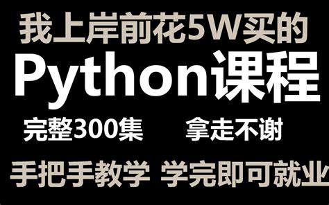 成功上岸！将自己进大厂前花5w买的python全套教程，全套300集，现在拿出来 哔哩哔哩