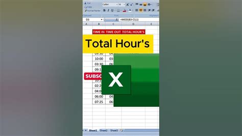 employee total hour s in ms excel excelfunction excelformula excel viralvideo youtube