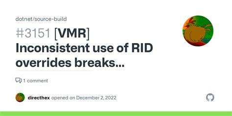 Vmr Inconsistent Use Of Rid Overrides Breaks `aspnetcore` Build On