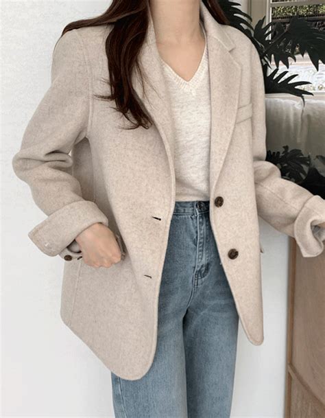 타니즈 위스티 울 혼방 싱글 블레이저 자켓