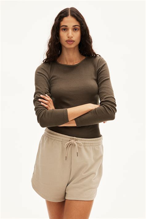 리브드 저지 탑 다크 카키 그린 여성 Handm Kr 리브드 저지 탑 다크 카키 그린 여성 Handm Kr