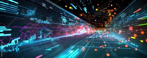 Dynamic 3d Data Screens Showing Trend Analysis With Flowing Charts Stock Illustration Adobe Stock