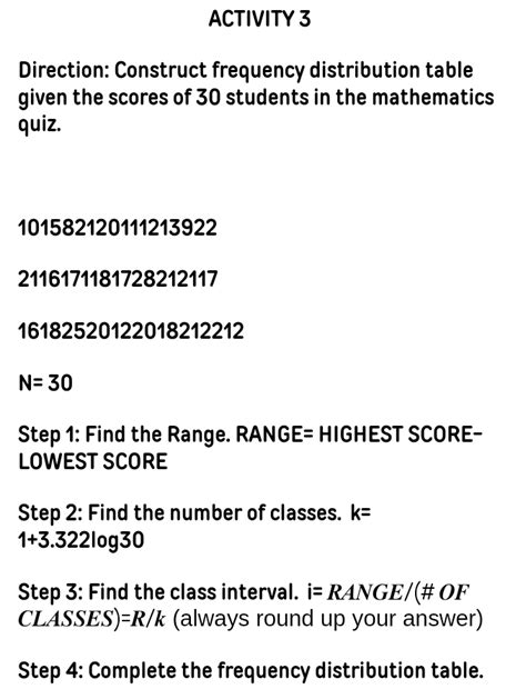 ACTIVITY Direction Construct Frequency StudyX