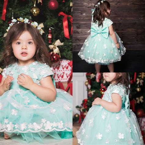Adorable Mint Green Princess Flower Girl Dresses Handmade Tiered Ruffle