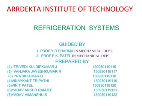 Vapour Compression Refrigeration System Ppt