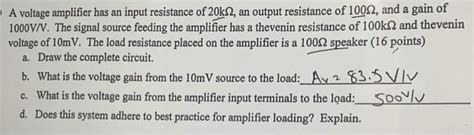 Solved A Voltage Amplifier Has An Input Resistance Of K Chegg